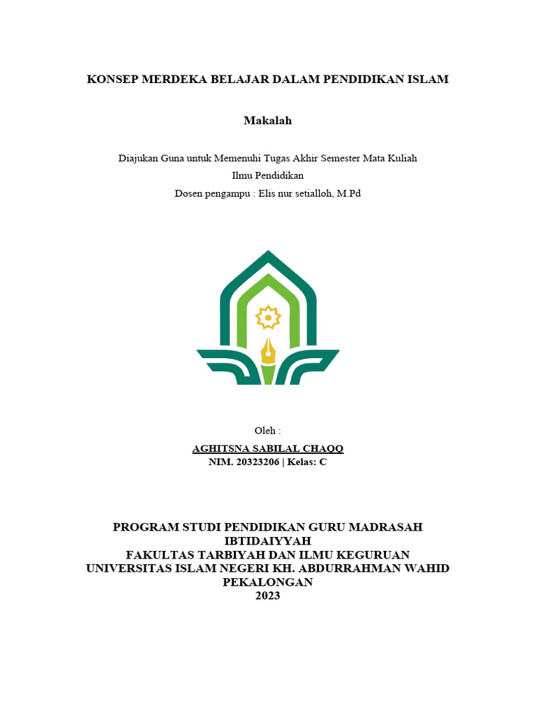 Merdeka Belajar dalam Pendidikan Islam | PDF