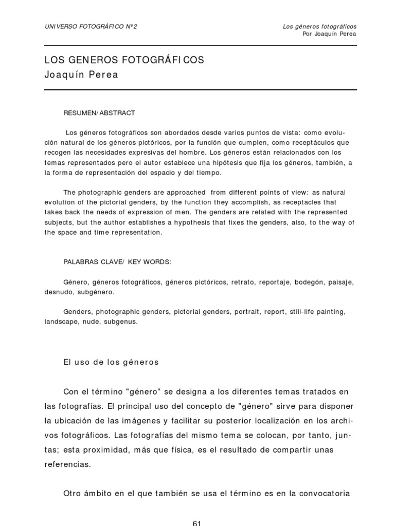 Los Generos Fotograficos | PDF | Fotografía aérea | Naturaleza muerta
