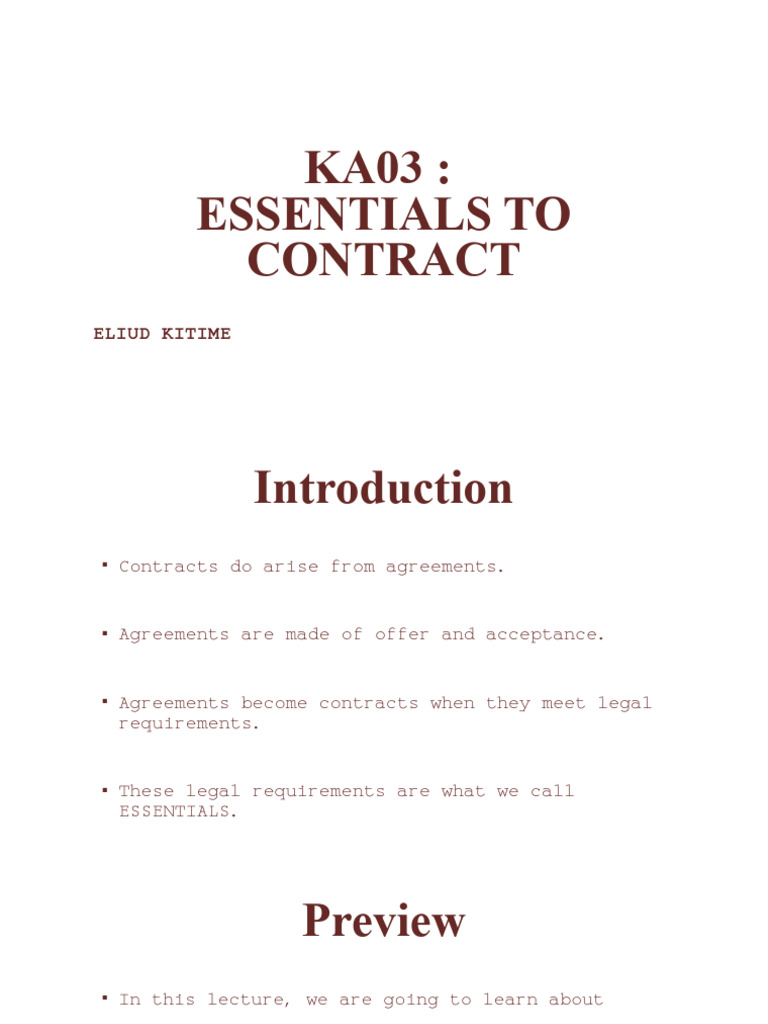 Knowledge Area 03 - Essentials To Contract | PDF | Consideration | Justice