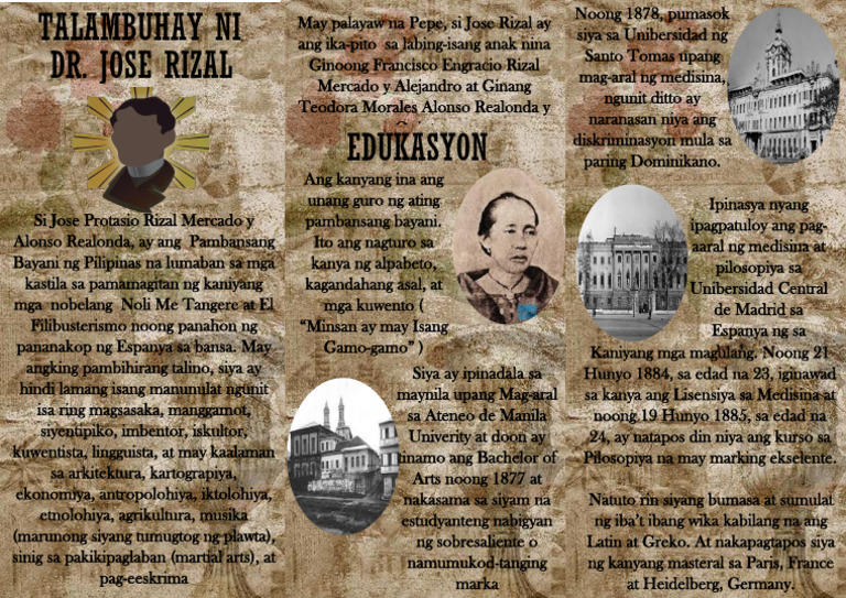 Talambuhay Ni Jose Rizal Brochure | PDF