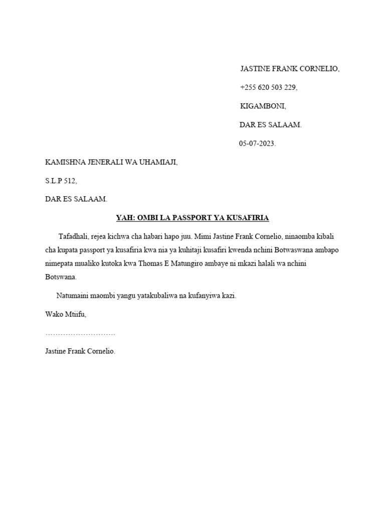 Barua Ya Passport | PDF
