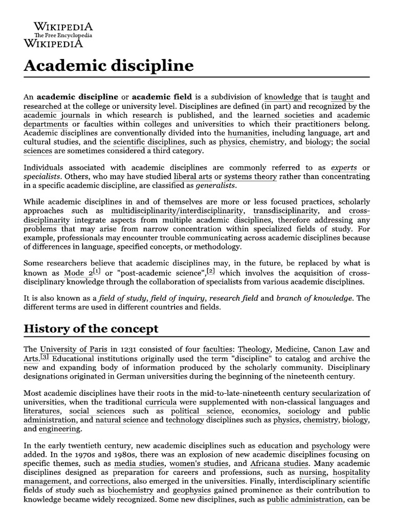Academic Diciplinary Reaserch | PDF