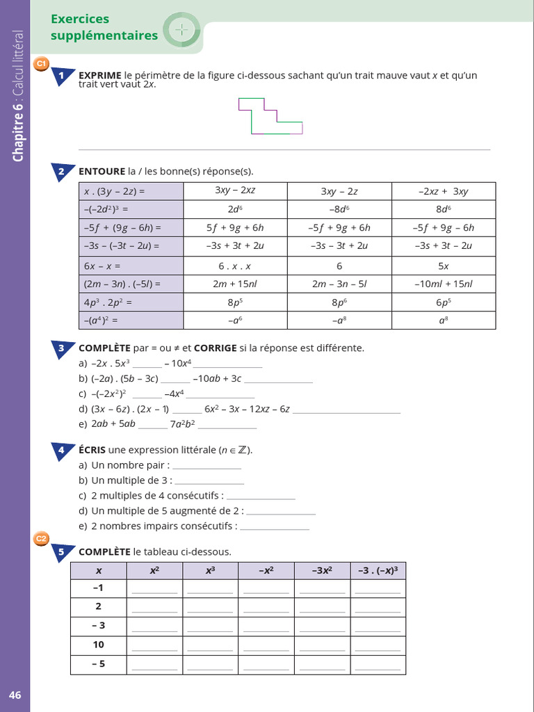 Exercices de Calcul Littéral | PDF | Teaching Methods & Materials