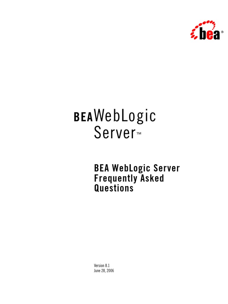 Bea Weblogic Server Frequently Asked Questions Pdf Enterprise Java Beans Java Server Pages