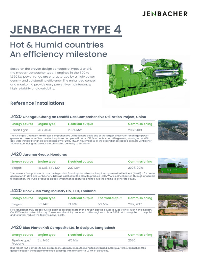 Jenbacher Type 4 Engine Overview | PDF | Biogas | Engines