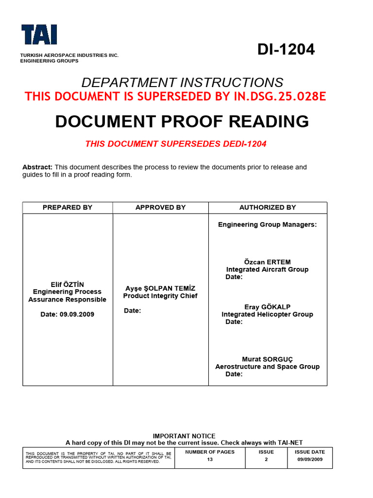Document Proof Reading Guidelines DI-1204 | PDF | Proofreading | Computing