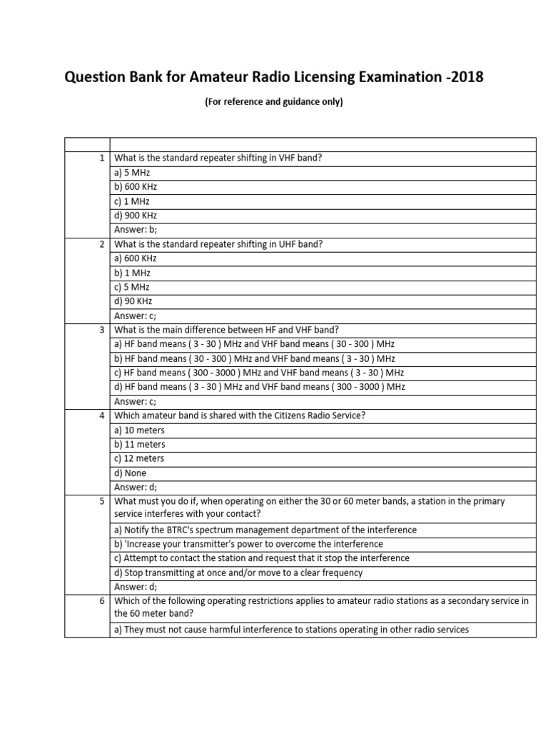 Amateur Radio License Exam Questions | PDF | Radio Spectrum | High ...