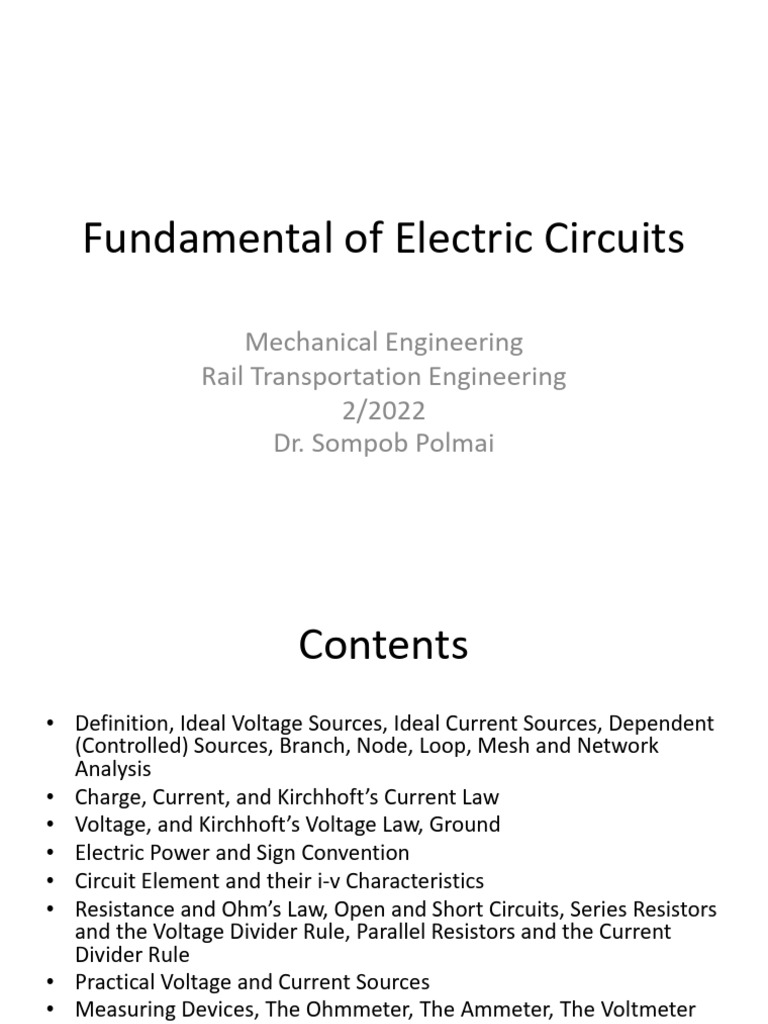 01 - Fundamental of Electric Circuits Mech Rail 2022 | PDF | Voltage ...