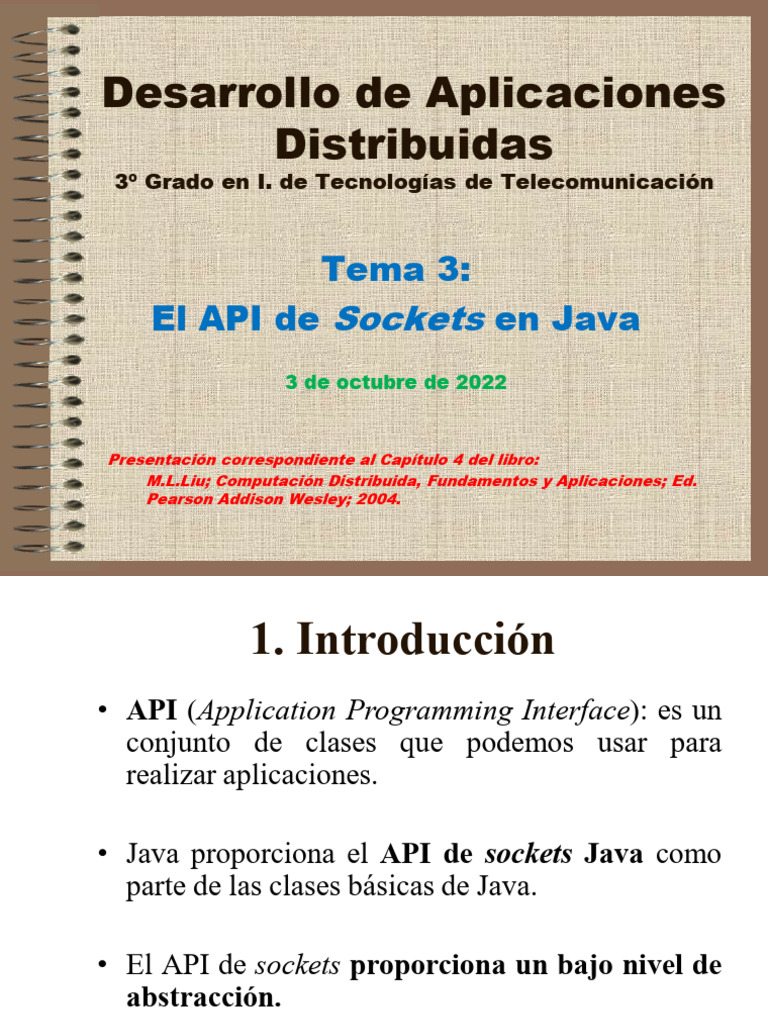 A08 Presentacion Tema 3-El API de Sockets Java | PDF | Computadoras | Tecnología e ingeniería