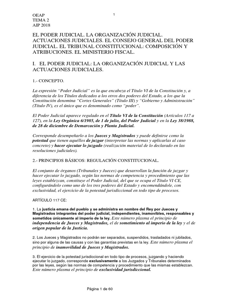 Tema 2 Oeap Aip 2018 | PDF | Judicaturas | Sentencia (ley)