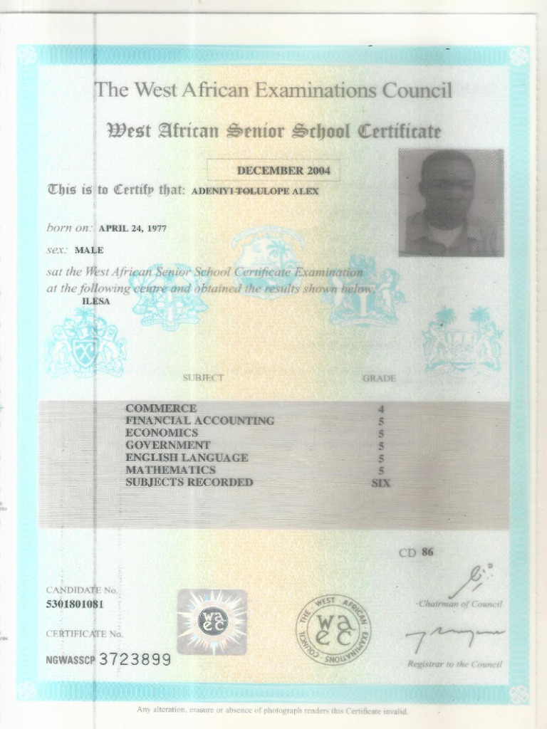 Waec Cert. | PDF