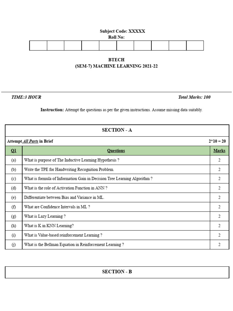 Machine Learning Question Paper 21 22 | PDF | Machine Learning ... Machine Learning Question Paper 21 22 | PDF | Machine Learning ...