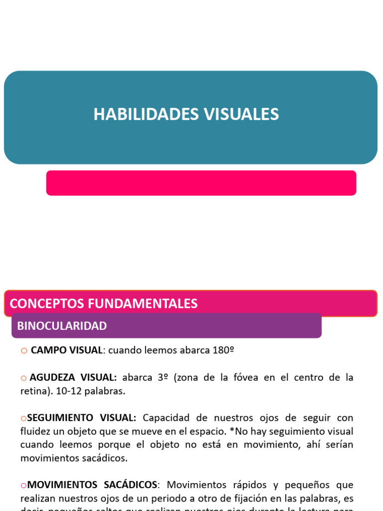 3. HABILIDADES VISUALES | PDF | Ojo humano | Percepción visual
