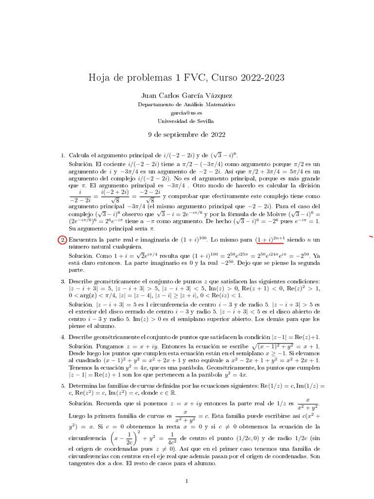 hoja de problemas 1_220920_195551 | PDF | Raíz cuadrada | Ecuaciones