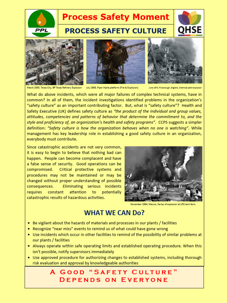 Process Safety Moment (Safety Culture) | PDF