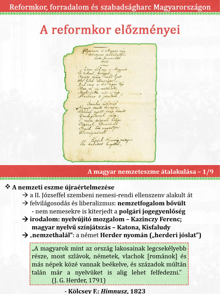 Reformkor Elozmenyei | PDF