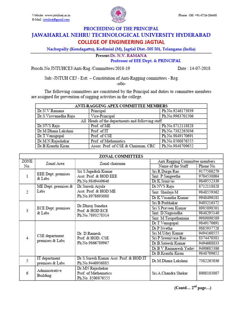 Antiragging Committee | PDF