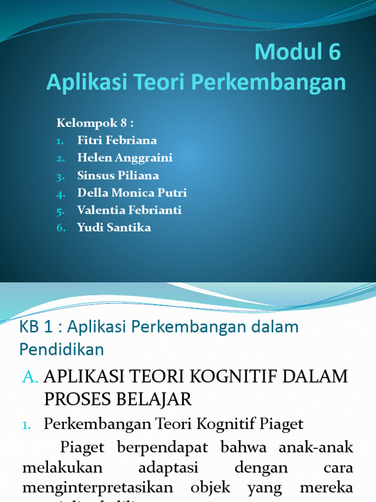 Aplikasi Teori Perkembangan dalam Pendidikan | PDF | Karier & Perkembangan