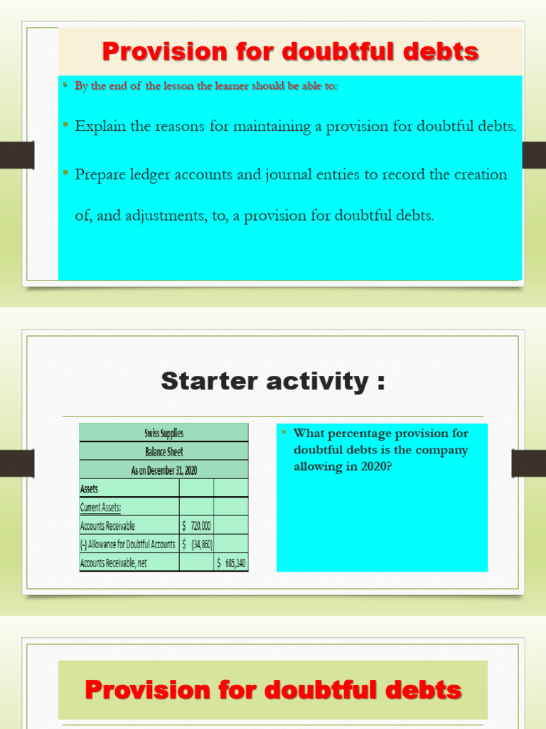Provision For Doubtful Debts | Download Free PDF | Debits And Credits ...