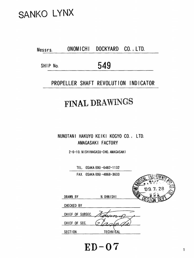Propeller Shaft Revolution Indicator (With Test Report) | PDF ...
