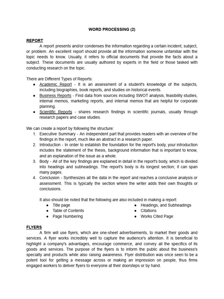 Word Processing 2 | PDF | Résumé | Citation