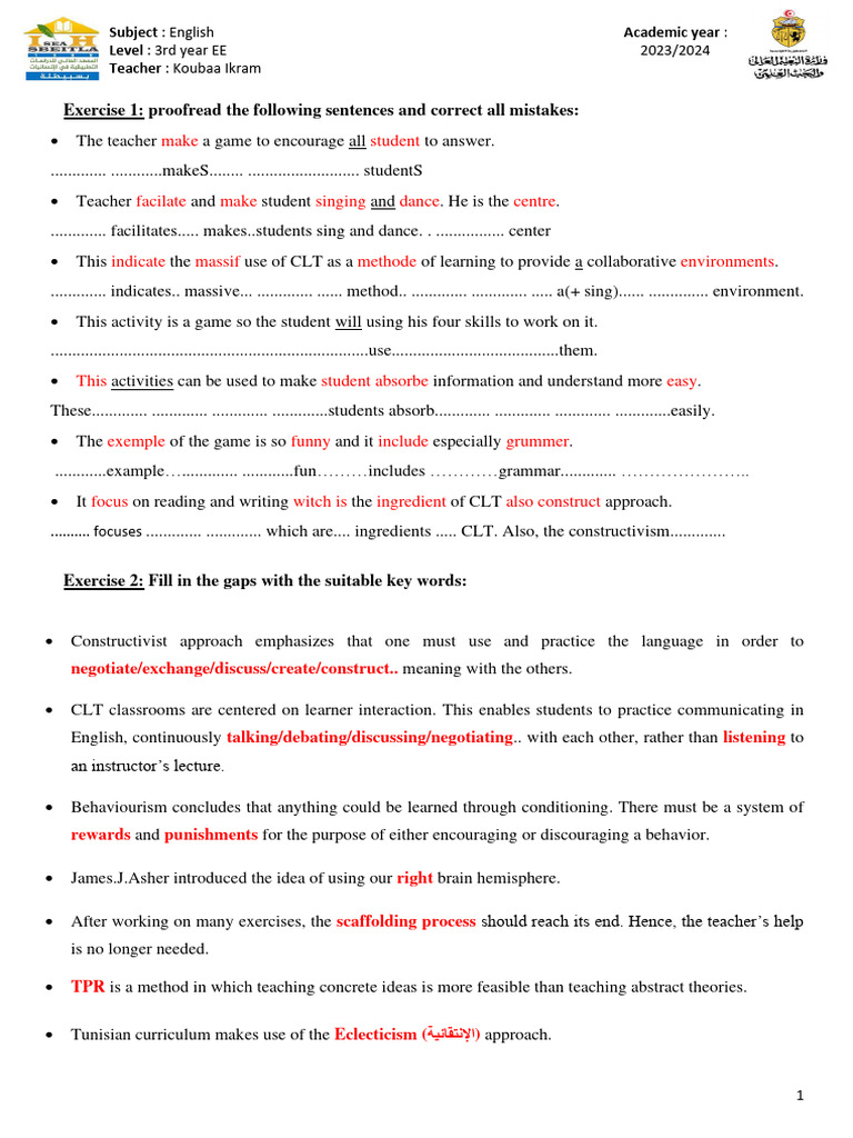 Activities Correction | PDF | Constructivism (Philosophy Of Education) | Communication