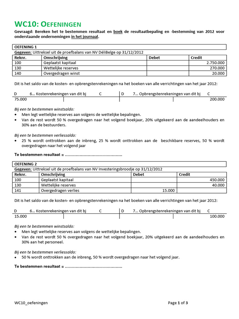 WC10 Oefeningen | PDF