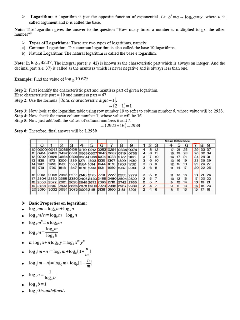 Logarithm | Download Free PDF | Logarithm | Numbers