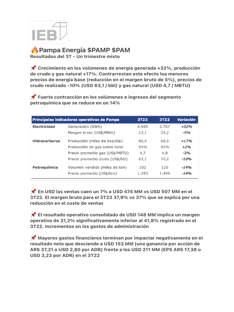 ?pampa Energía $PAMP $PAM | PDF | Petróleo | Economias