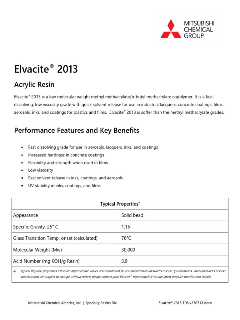TechnicalDataSheet (TDS) 2013 English 07132022 | PDF | Poly(Methyl ...