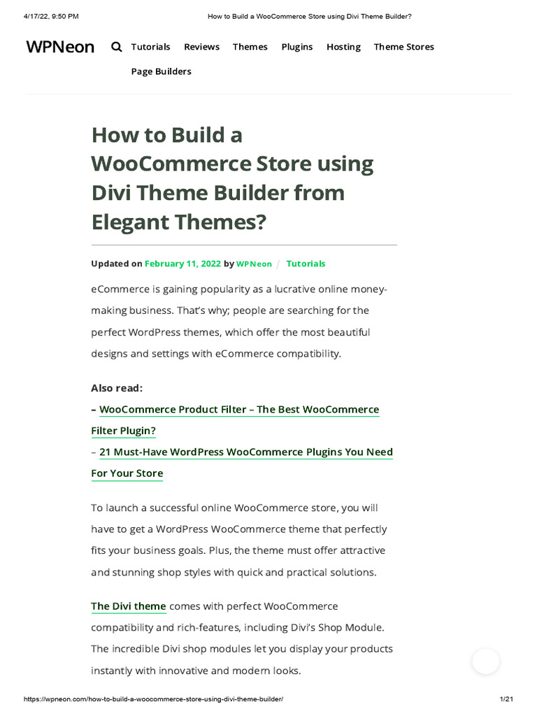 How To Build A WooCommerce Store Using Divi Theme Builder | PDF
