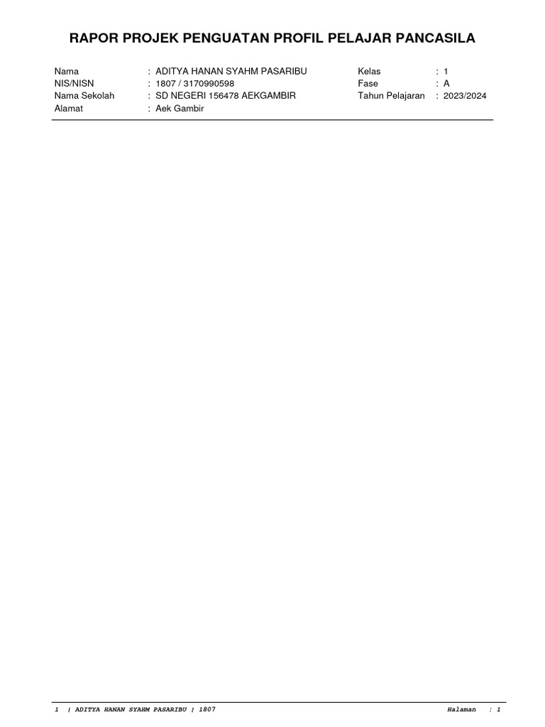 Rapor P5 KLS 1 | PDF