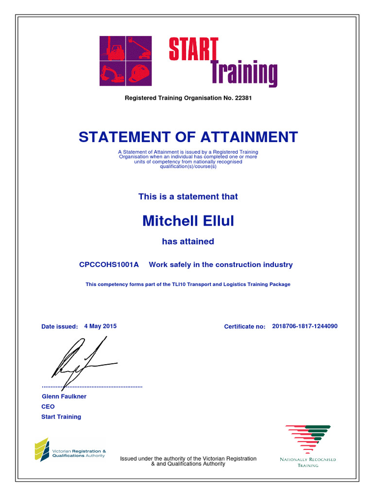 White Card Certificate | PDF