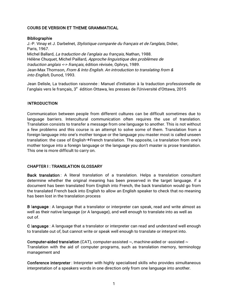 HANDOUT - VTG Mars-Avril 2022 P20 Traduction | PDF | Language Interpretation | Translations