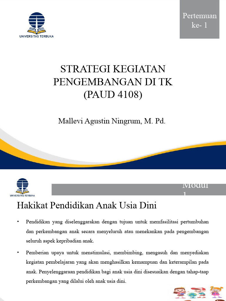 Strategi Kegiatan Pengembangan Di TK Pertemuan Tutorial 1 | PDF
