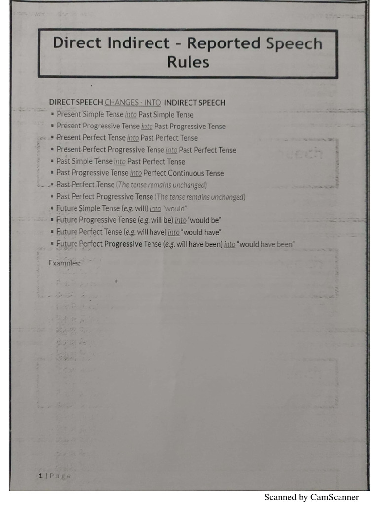 Direct and Indirect Speech Rules | PDF Direct and Indirect Speech Rules | PDF