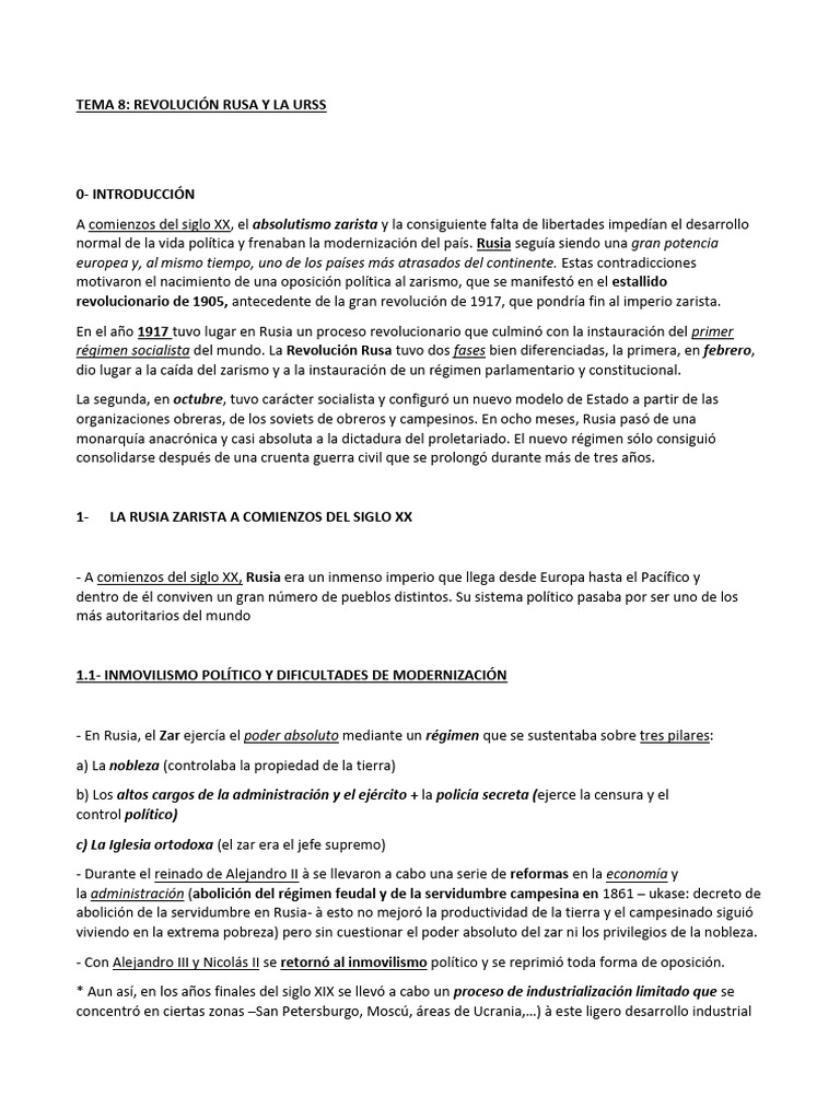 TEMA 8 Resumen | PDF | Bolcheviques | Leon Trotsky
