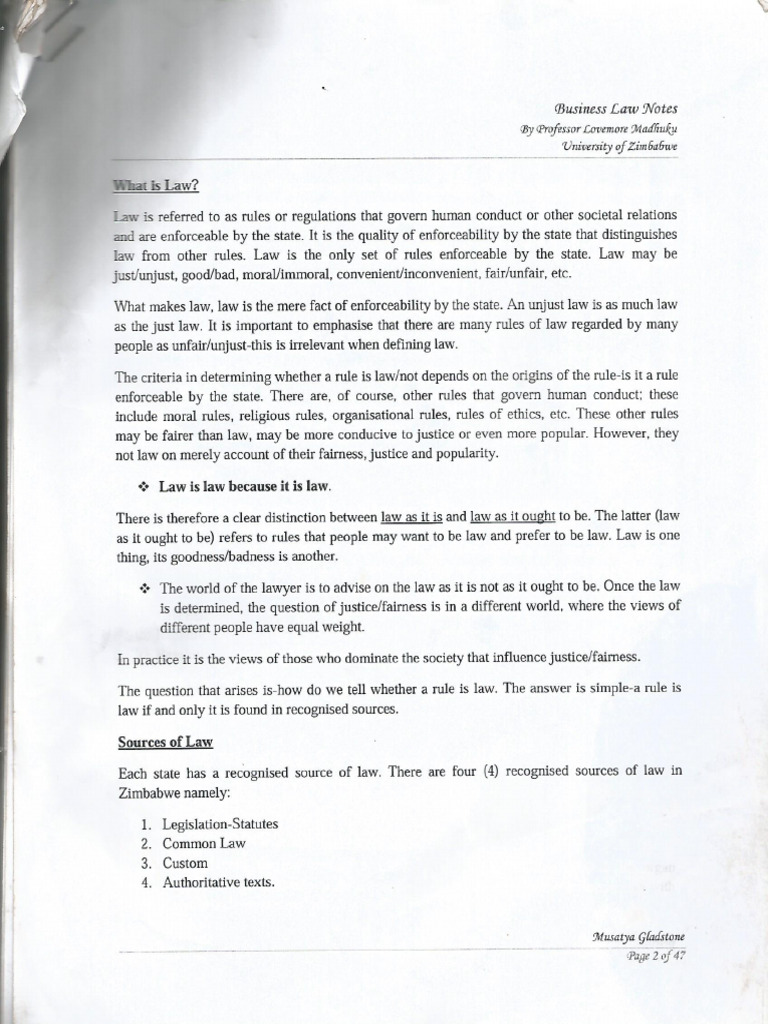 Business and Corporate Law Notes | PDF