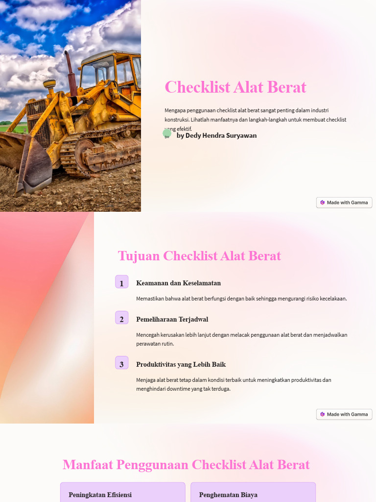 Checklist Alat Berat | PDF