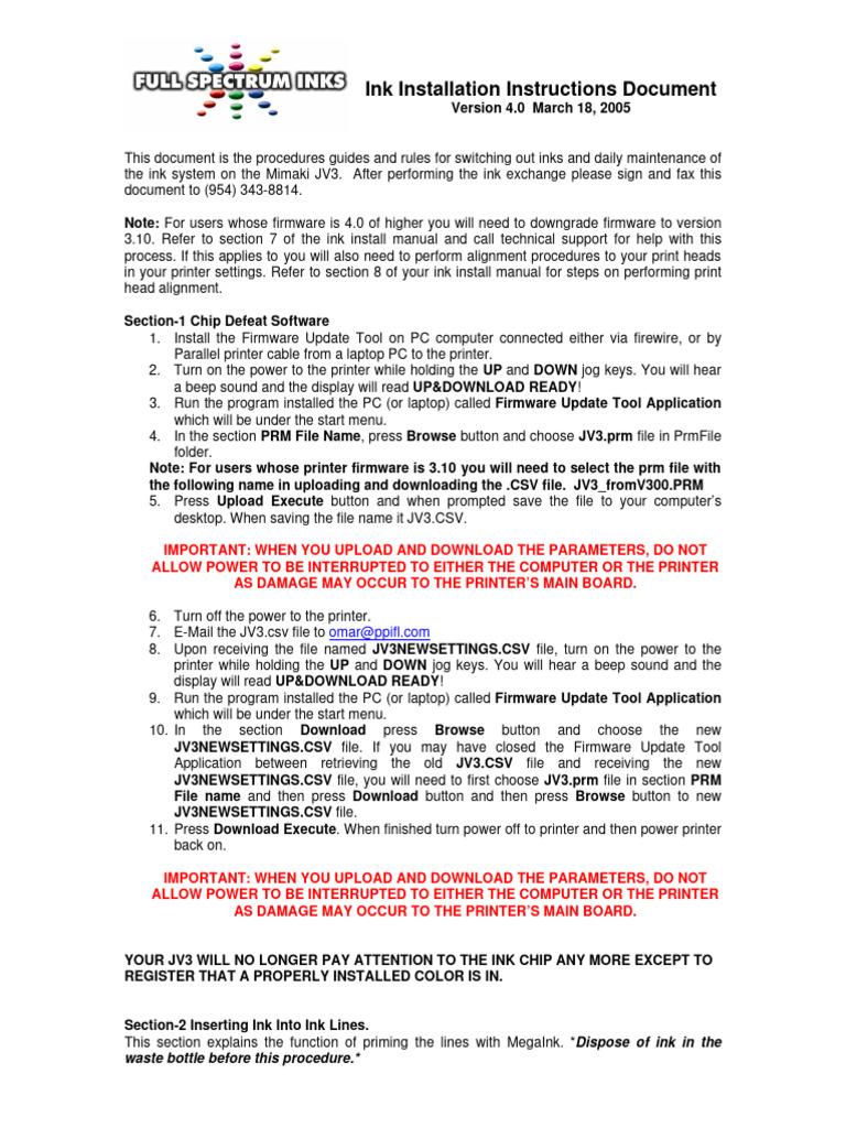 Ink Installation Instructions Document Ver 4 3-18-05 | PDF | Printer ...