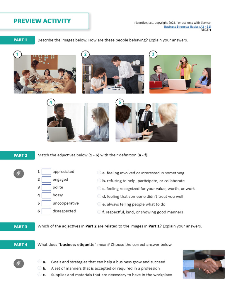 Businessetiquettebasics Interactive | PDF | Noun | Verb