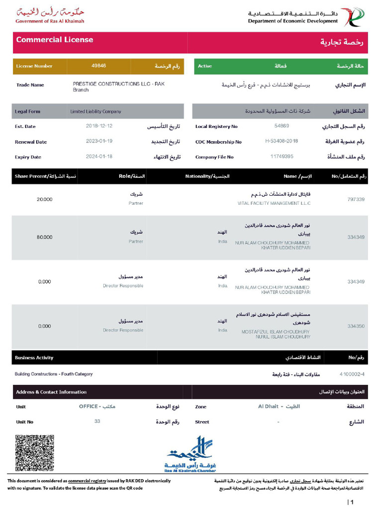 Trade License For The Emirate of RAK | PDF