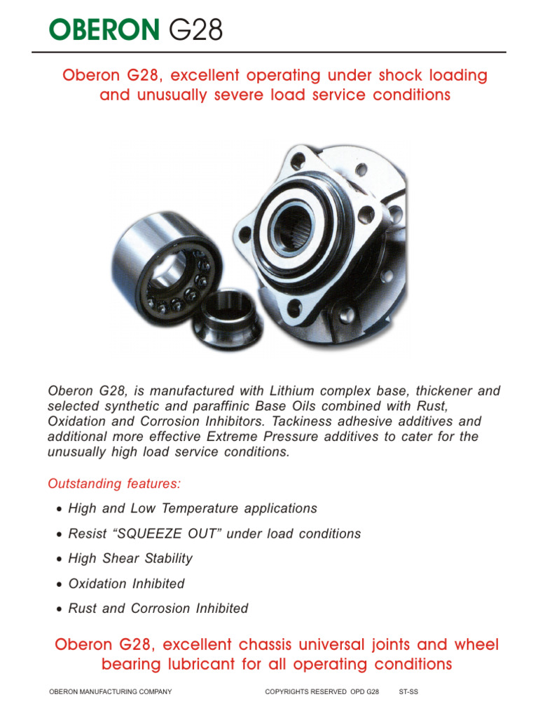 Oberon: Oberon G28, Excellent Operating Under Shock Loading and Unusually Severe Load Service ...