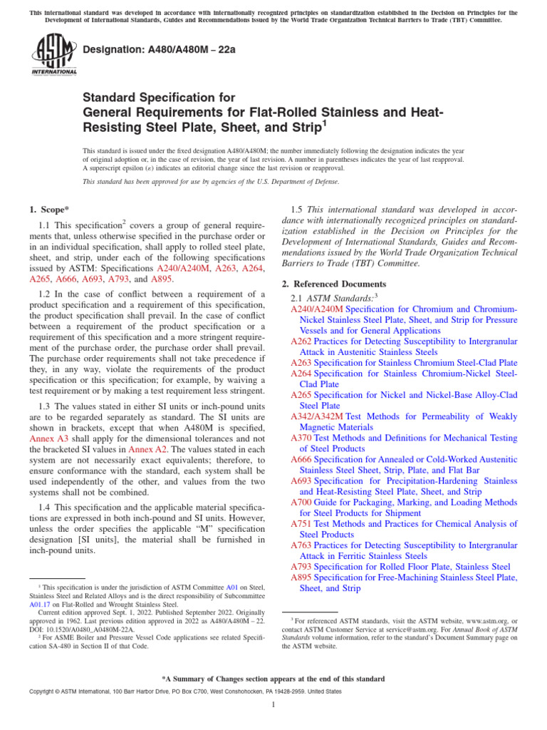 General Requirements For Flat-Rolled Stainless and Heat-Resisting Steel ...