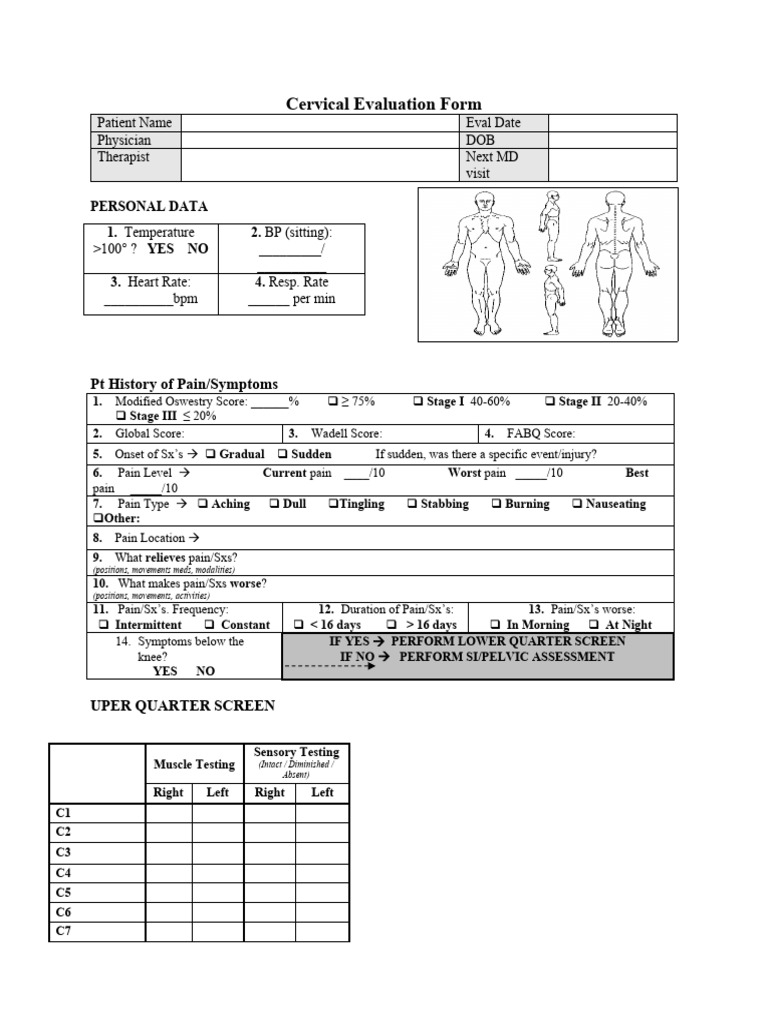 Cervical Assesment | PDF | Pain | Human Anatomy