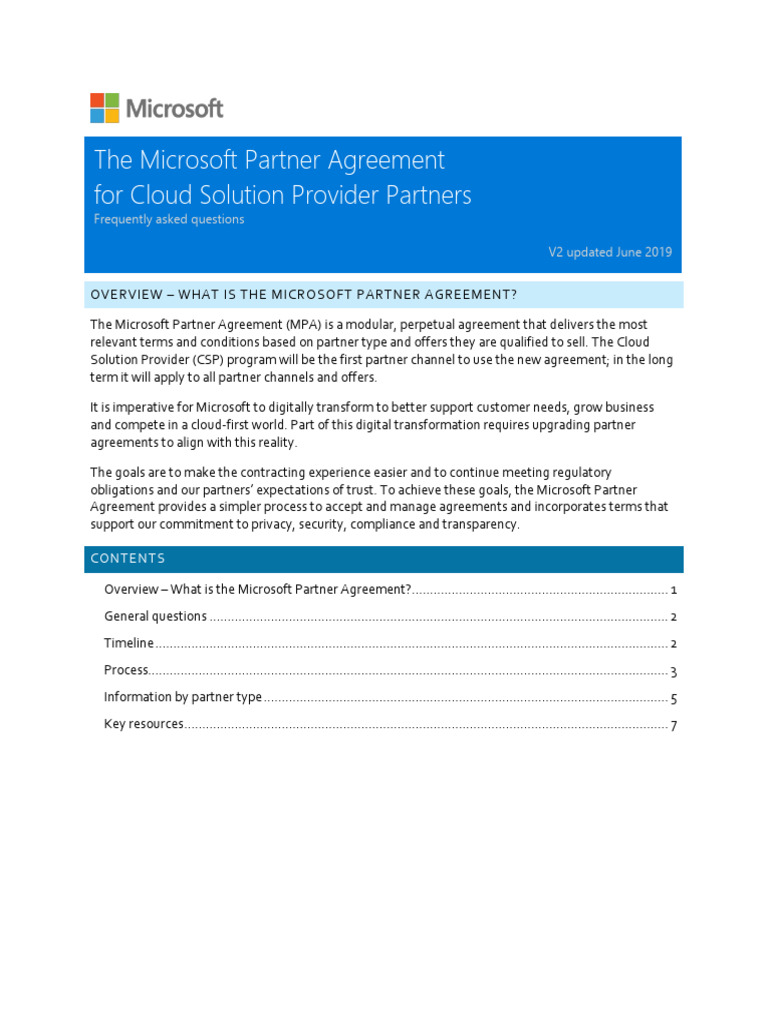 Microsoft Partner Agreement Guide | PDF | Contractual Term | Regulatory ...