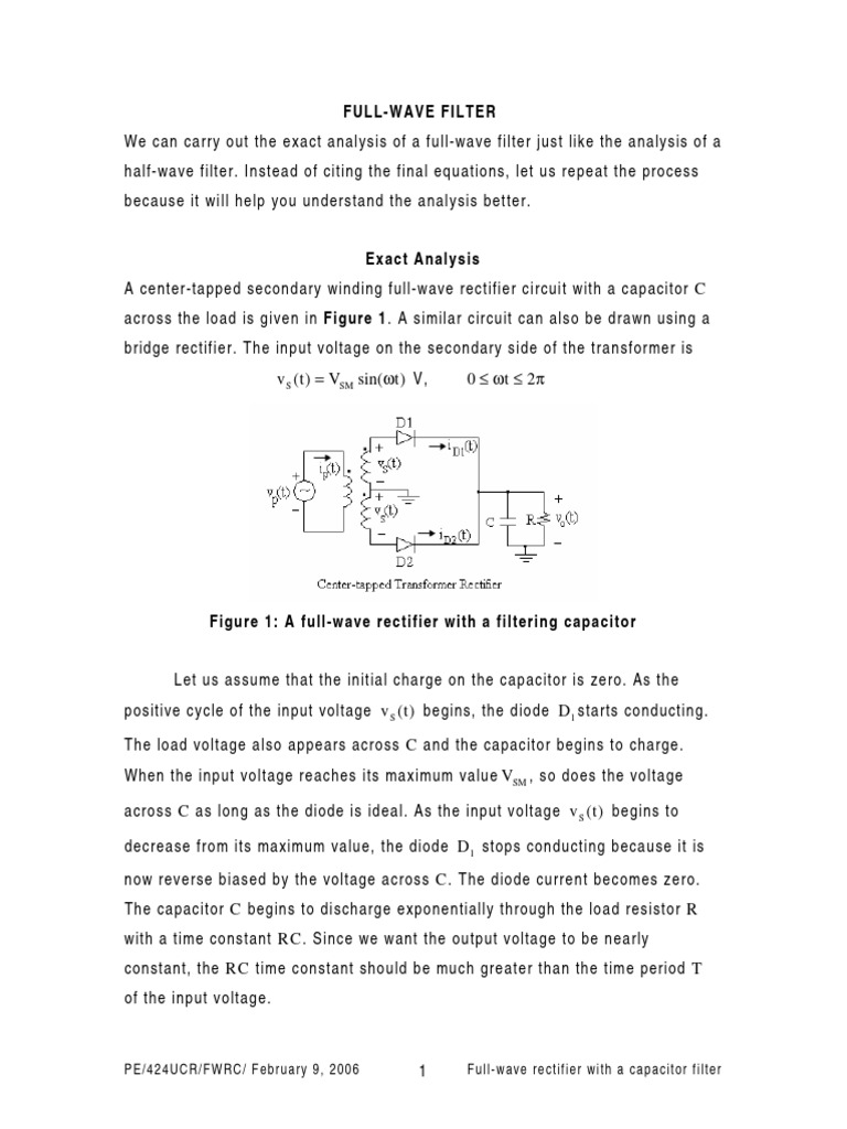 Full Wave Rec. C Filter | PDF | Rectifier | Capacitor
