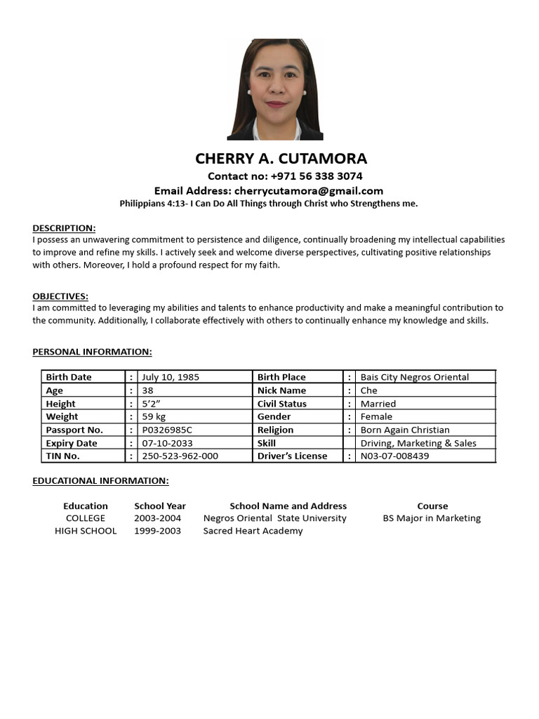CV Cherry Cutamora | PDF