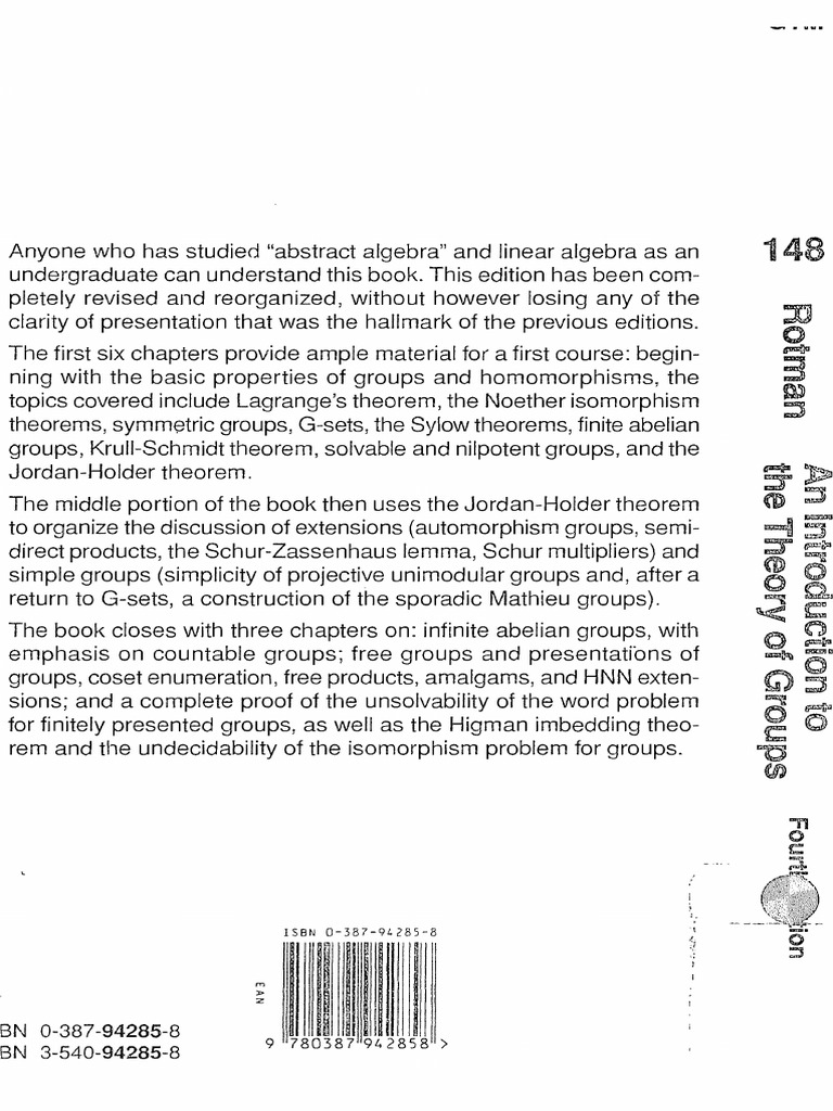 Rotman J J Introduction To The Theory of | PDF