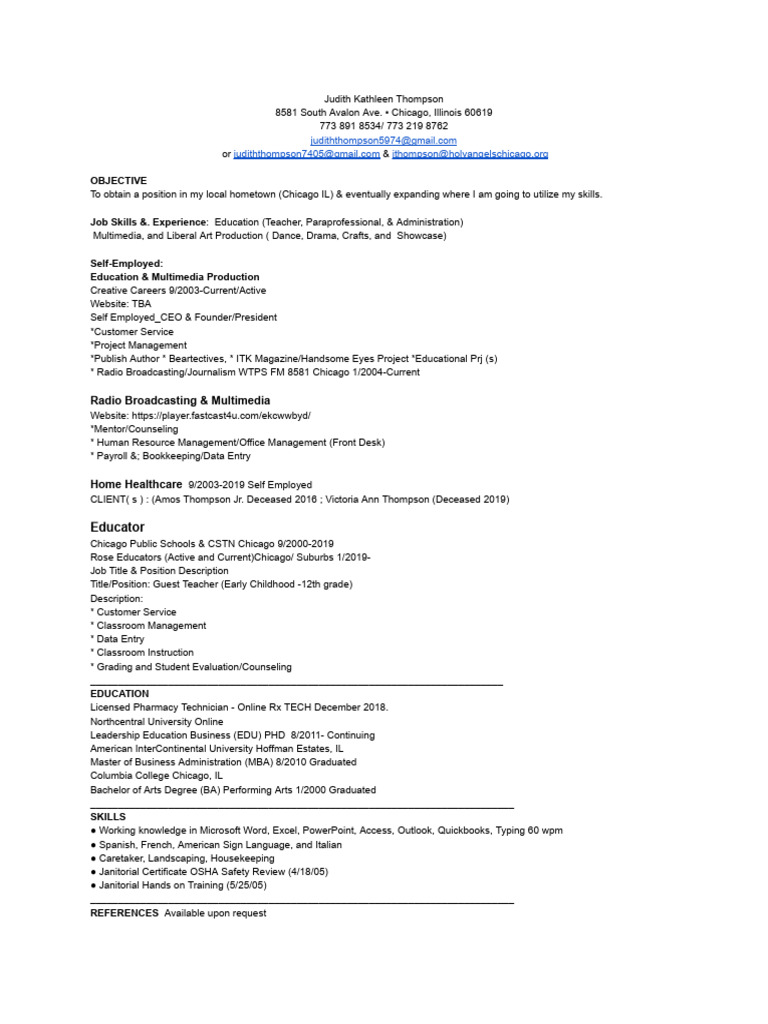 Judith Kathleen Thompson UPDATE RESUME 2023 | PDF Judith Kathleen Thompson UPDATE RESUME 2023 | PDF